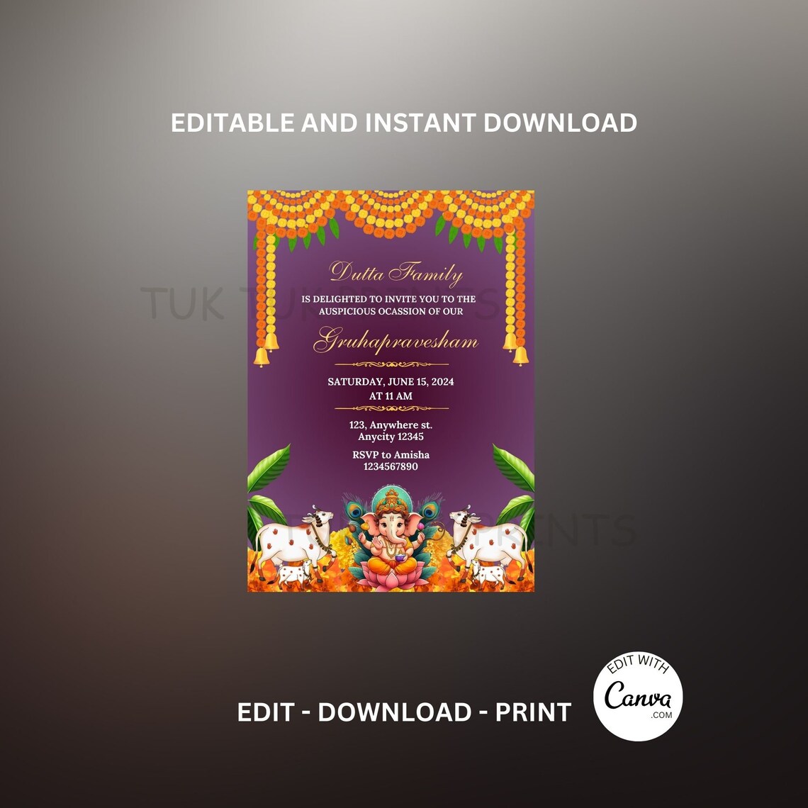 Gruhapravesham Editable Invite, Housewarming Invites, Grihapravesh ...