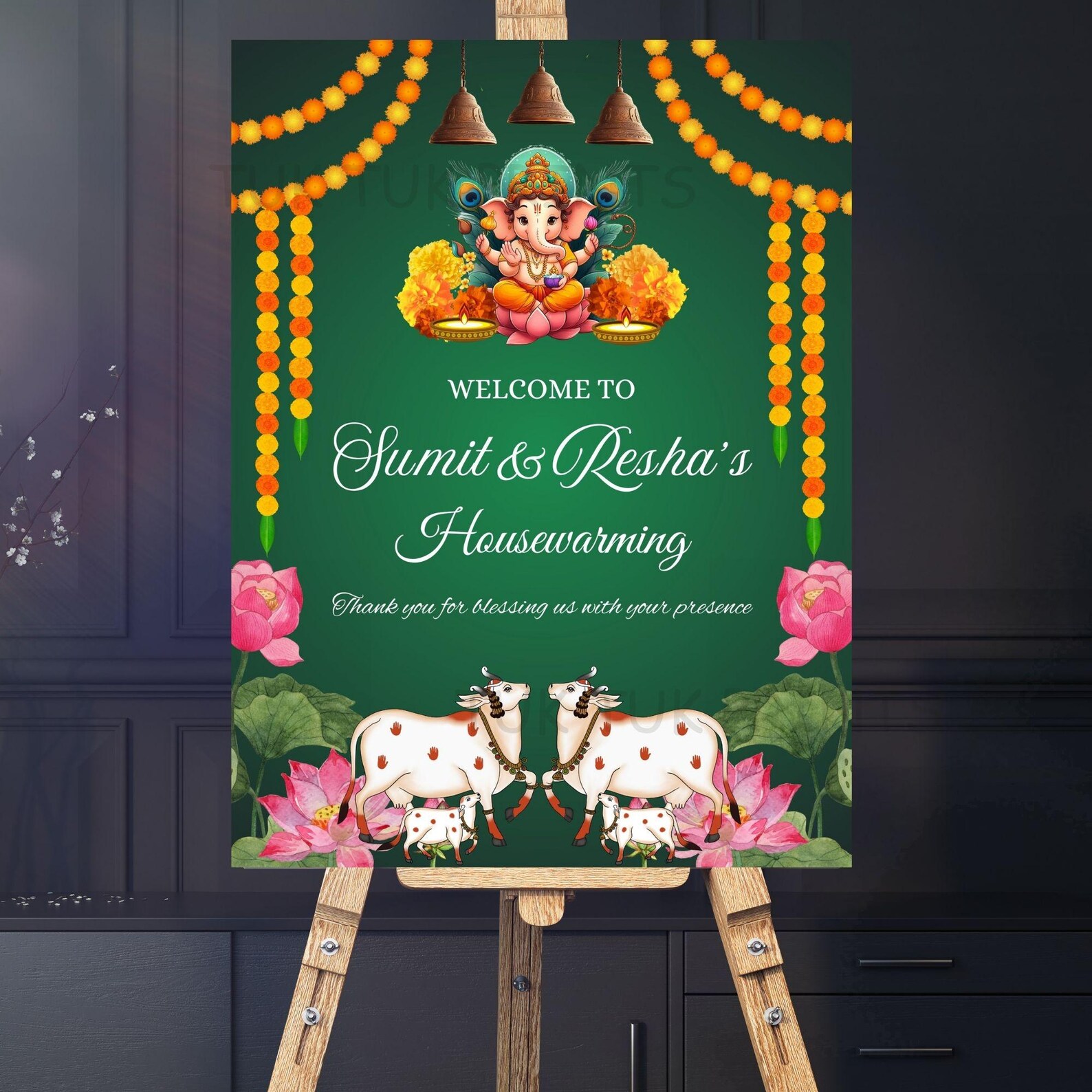 Indian Grihapravesham Sign, Indian Housewarming Editable Sign ...