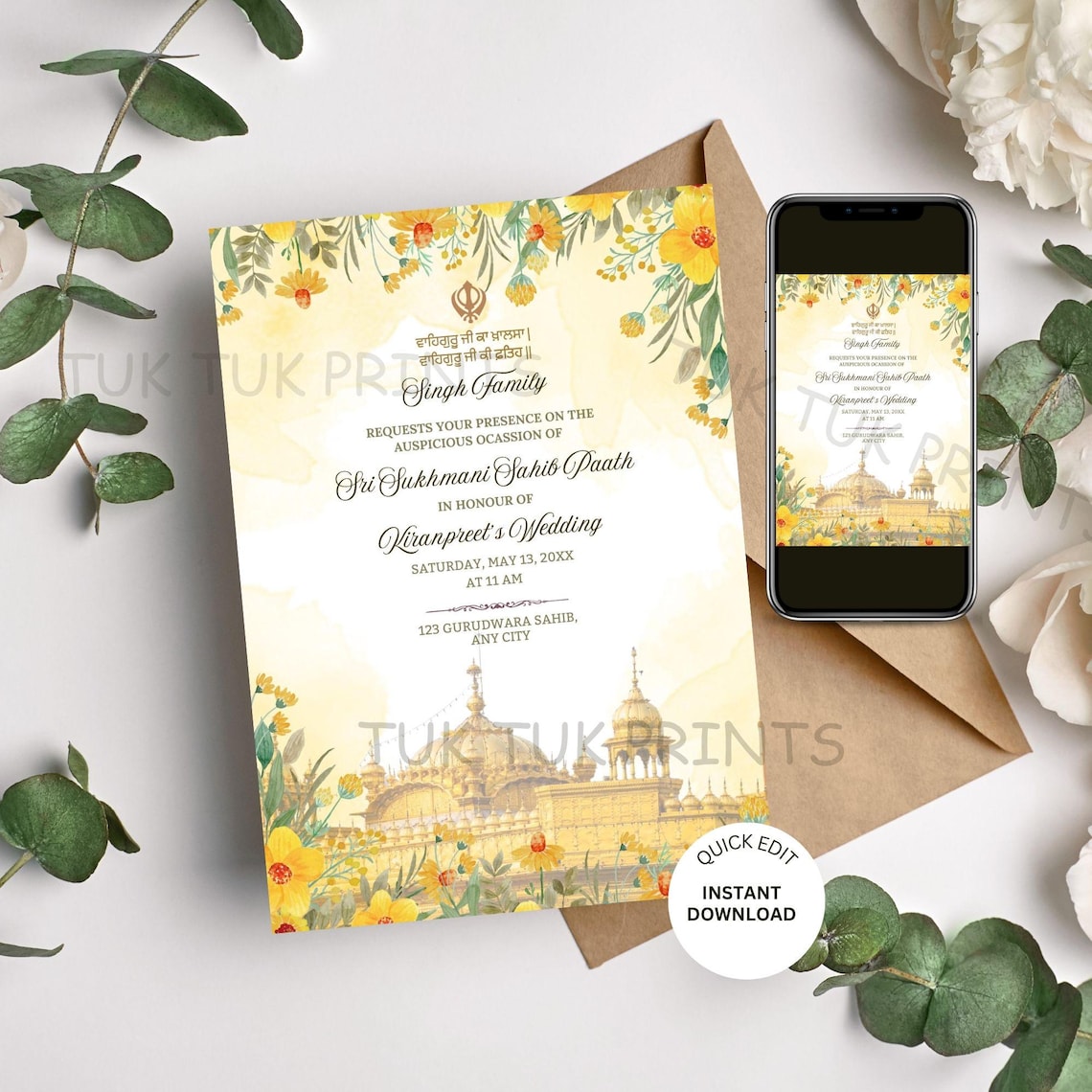 Sukhmani Sahib Path Invitation Card, Sikh Wedding Invitation, Akhand ...