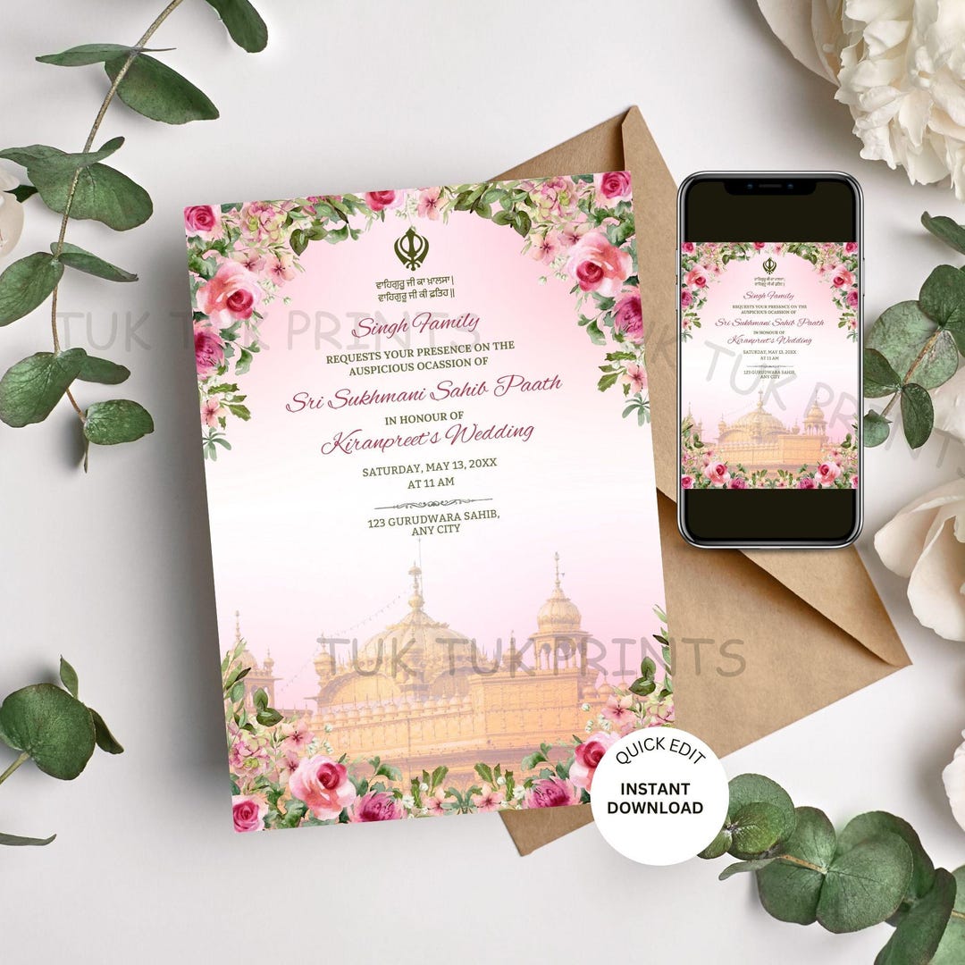 Akhand Path Invitation Card, Sikhweddinginvitation, Sukhmani Sahib Path ...
