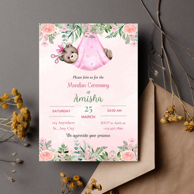 Mundan Ceremony Invitation , Tonsure Invitation, Hindu Mundan Sanskar ...