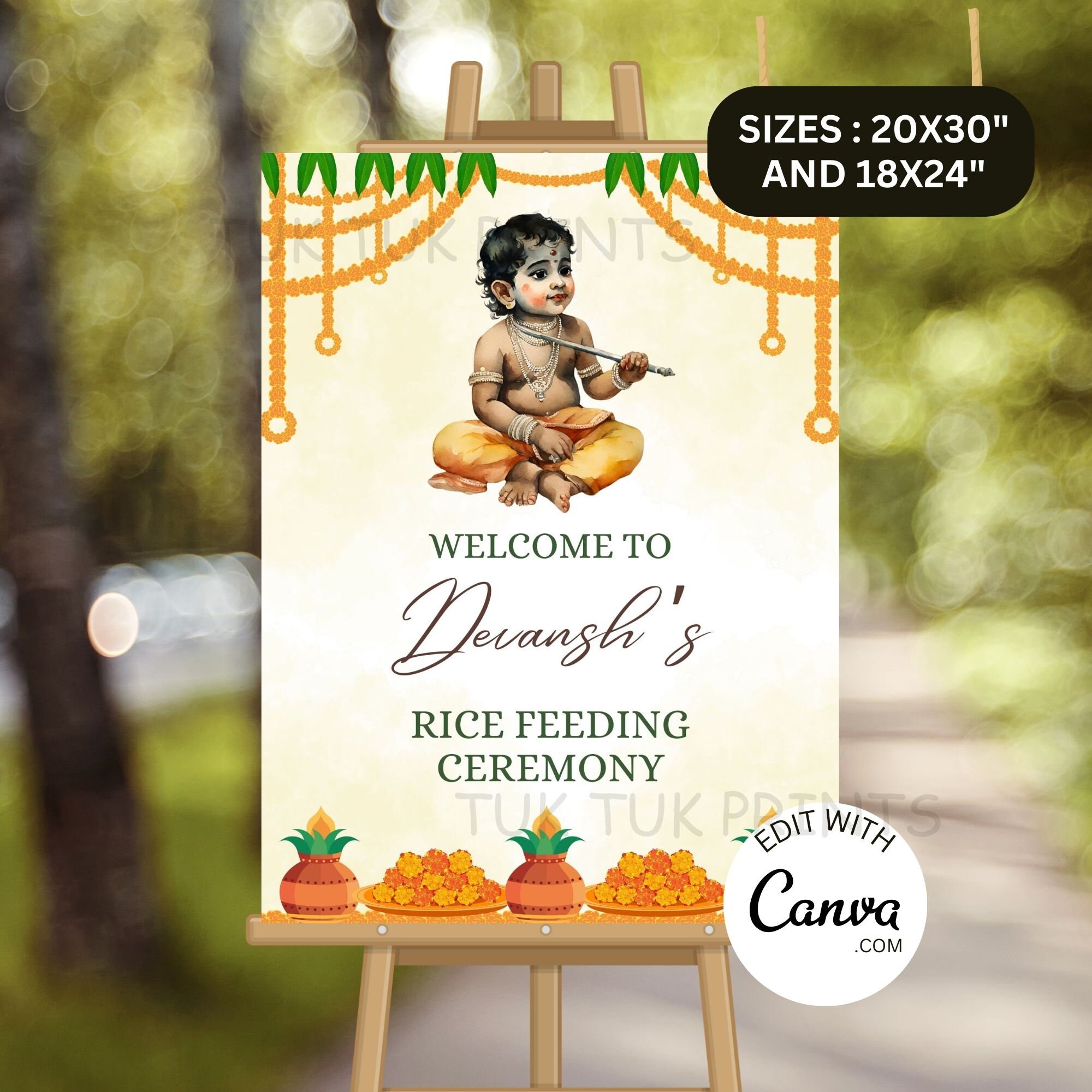 First Rice Feeding Ceremony Editable Welcome Sign , Annaprasan Sign ...