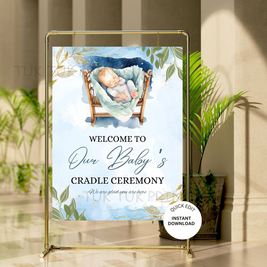 Baby Cradle Ceremony Welcome Sign , Editable Cradle Ceremony Sign, Baby ...