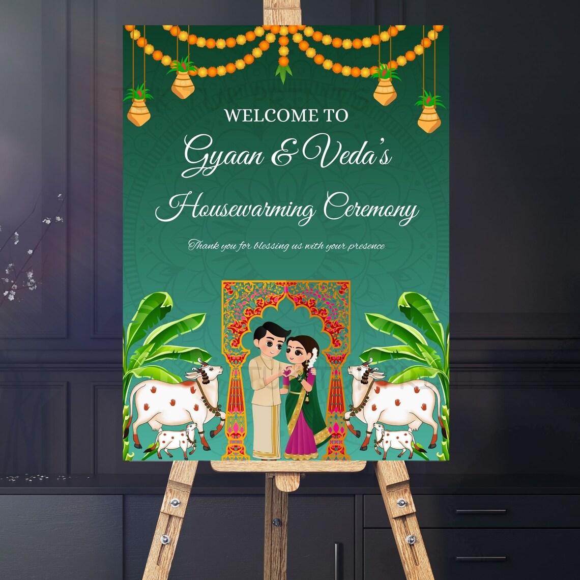 Grihapravesham Welome Sign, Indian Housewarming Editable Sign ...