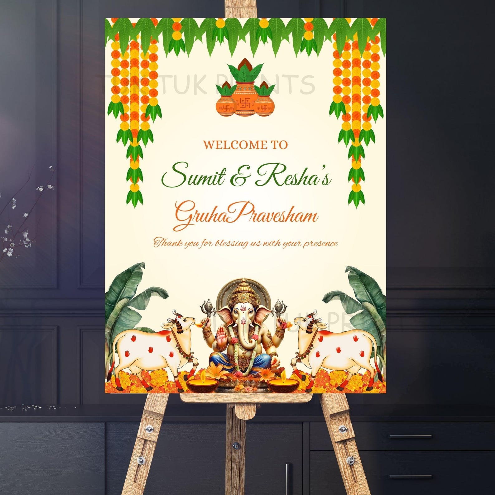 Editable Grihapravesham Welcome Sign: Indian Housewarming (digital ...