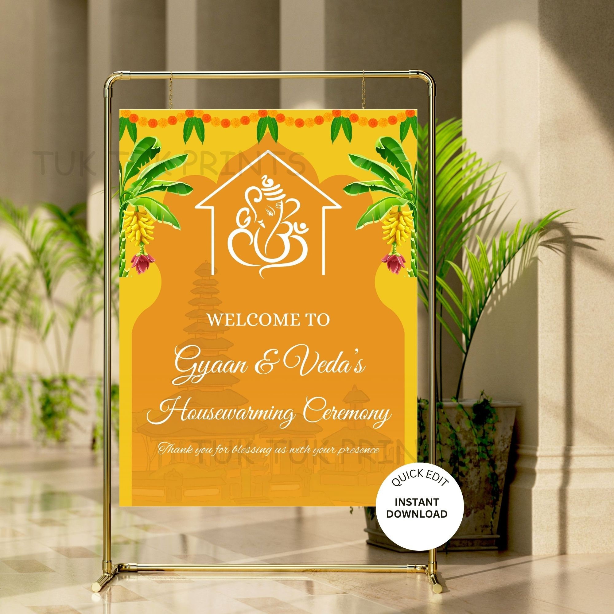Grihapravesham Editable Welome Sign, Indian Housewarming Sign ...