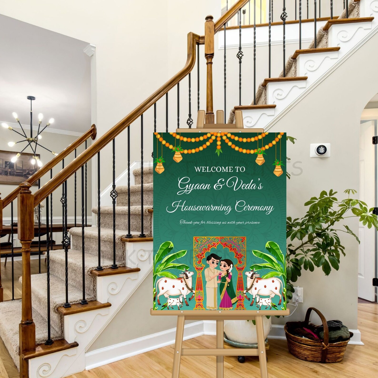 Grihapravesham Welome Sign, Indian Housewarming Editable Sign ...