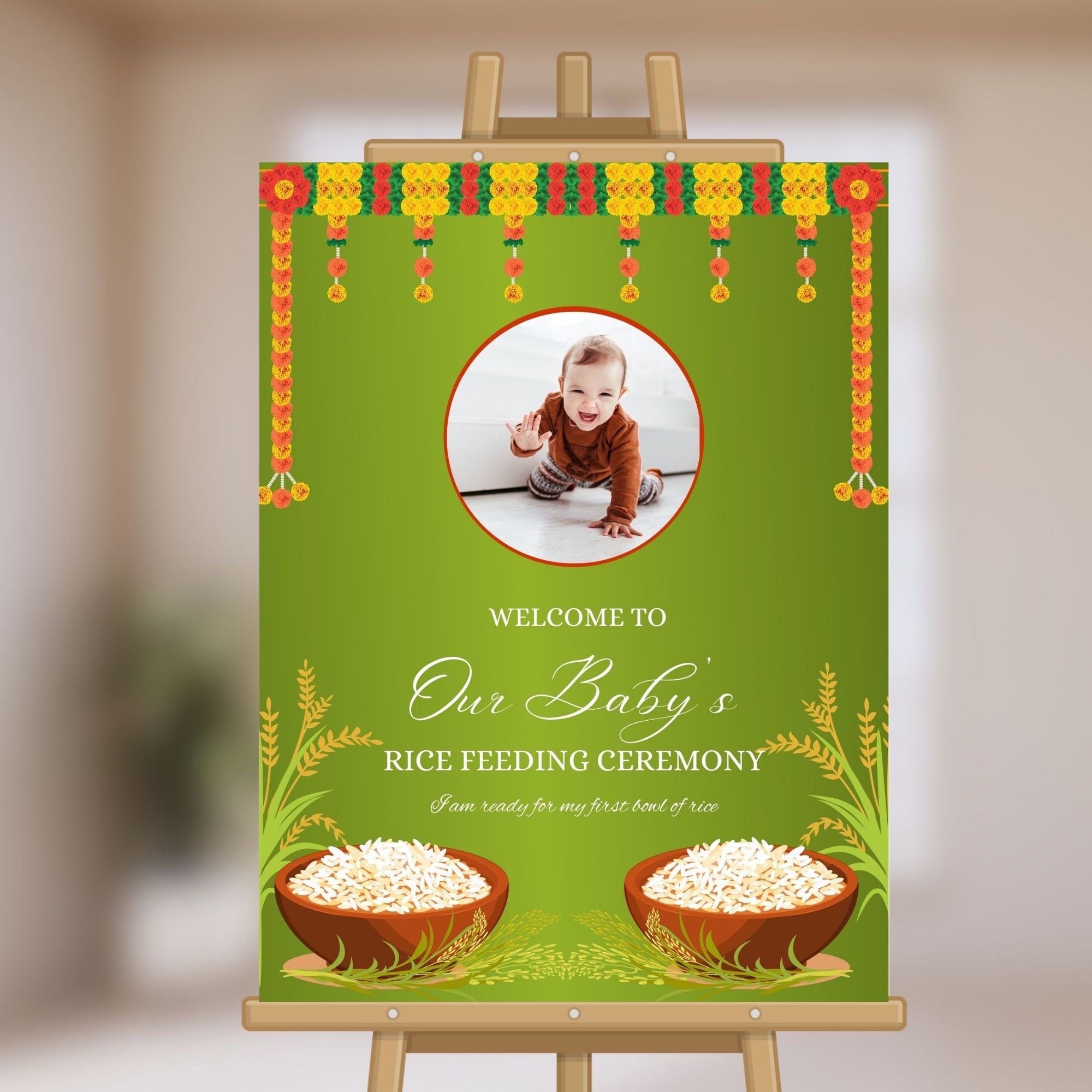 Baby First Rice Feeding Ceremony Editable Welcome Sign , Annaprasan ...