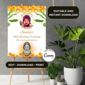 Pasni Ceremony Editable Welcome Sign, Rice Feeding Ceremony Welcome ...