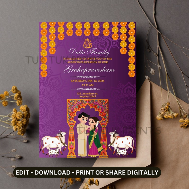 Gruhapravesham Editable Invite, Housewarming Invites, Grihapravesh ...