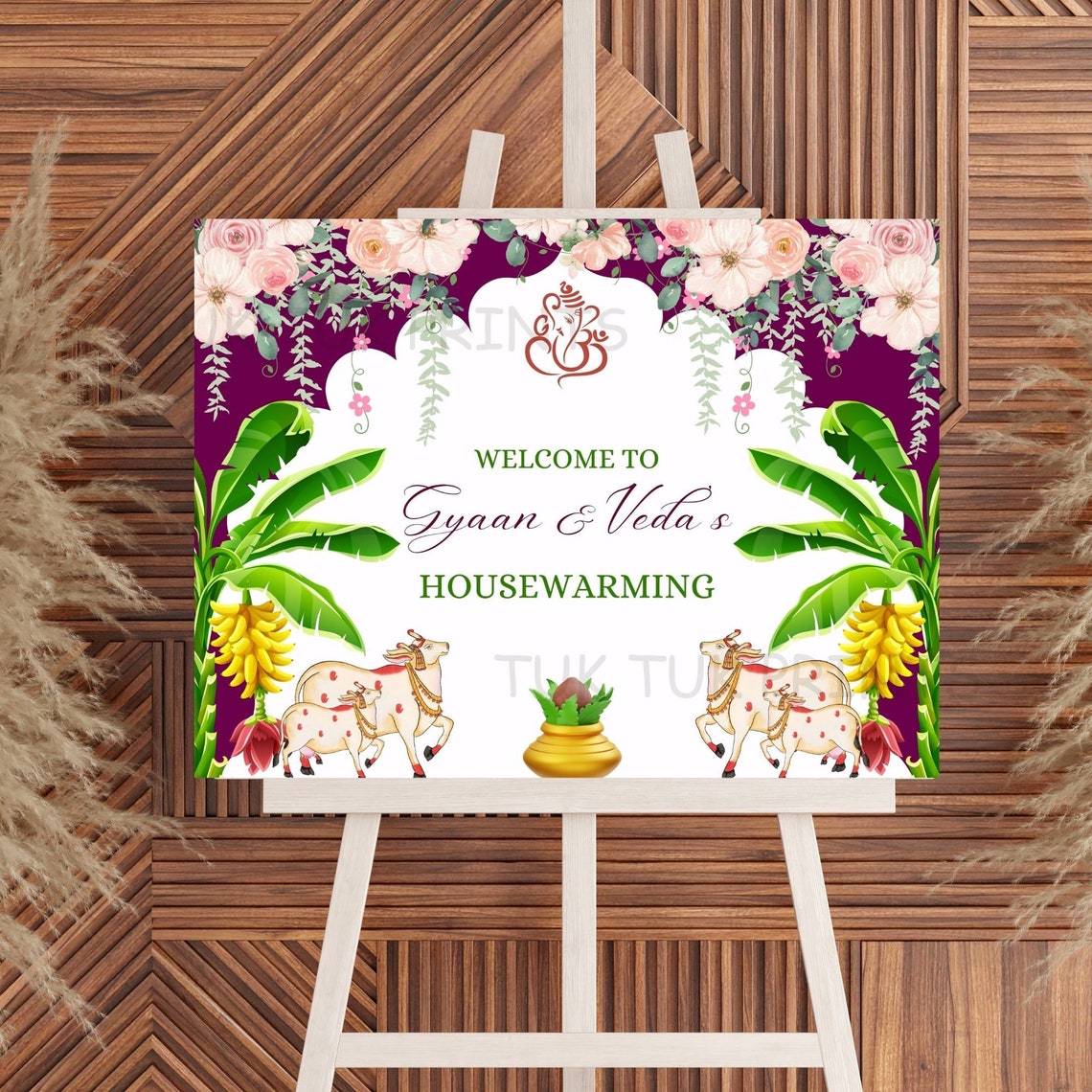 Pichwai Indian Housewarming Sign: Gruhapravesha Welcome (digital ...