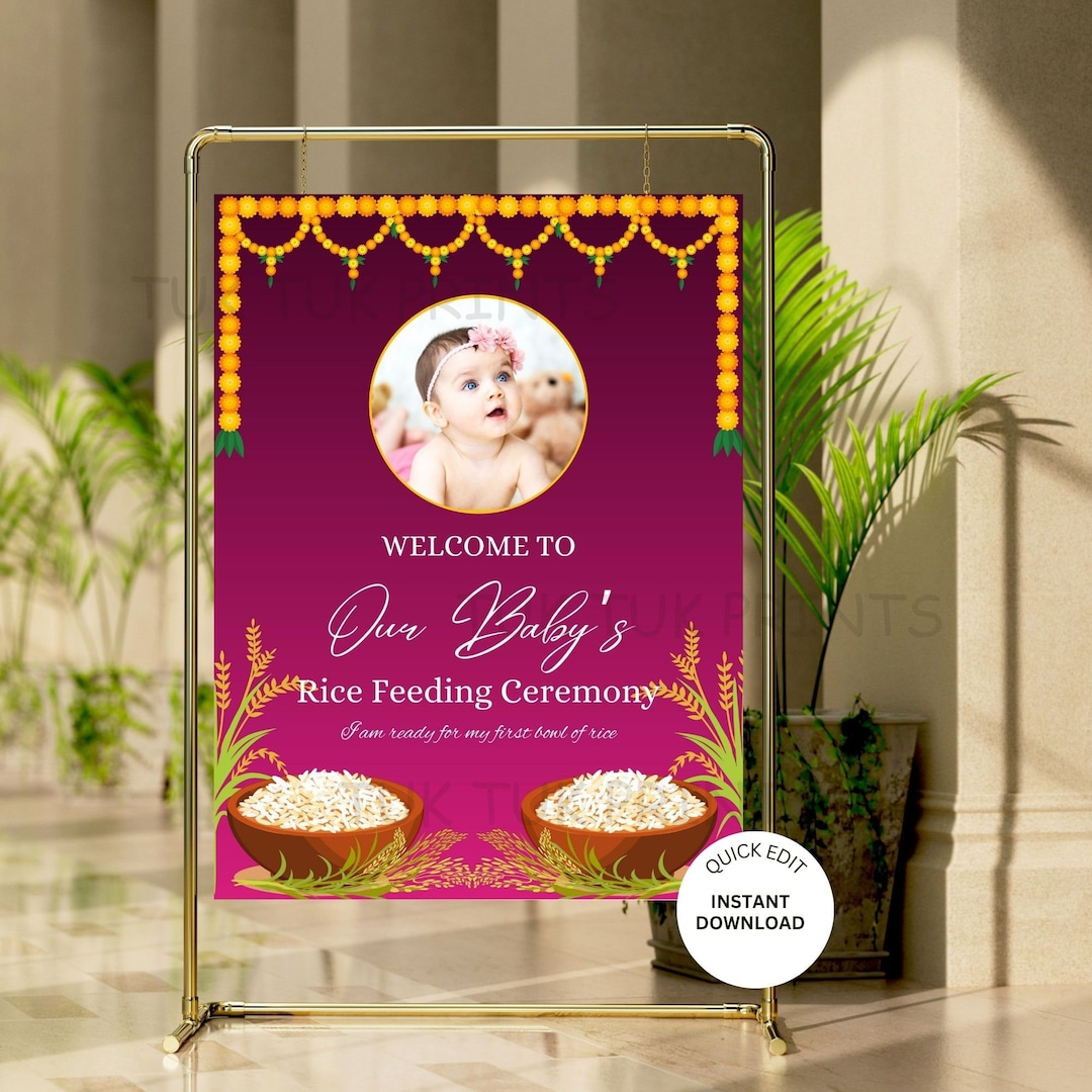 Annaprasan Welcome Sign: Editable Rice Feeding Ceremony Poster (digital ...