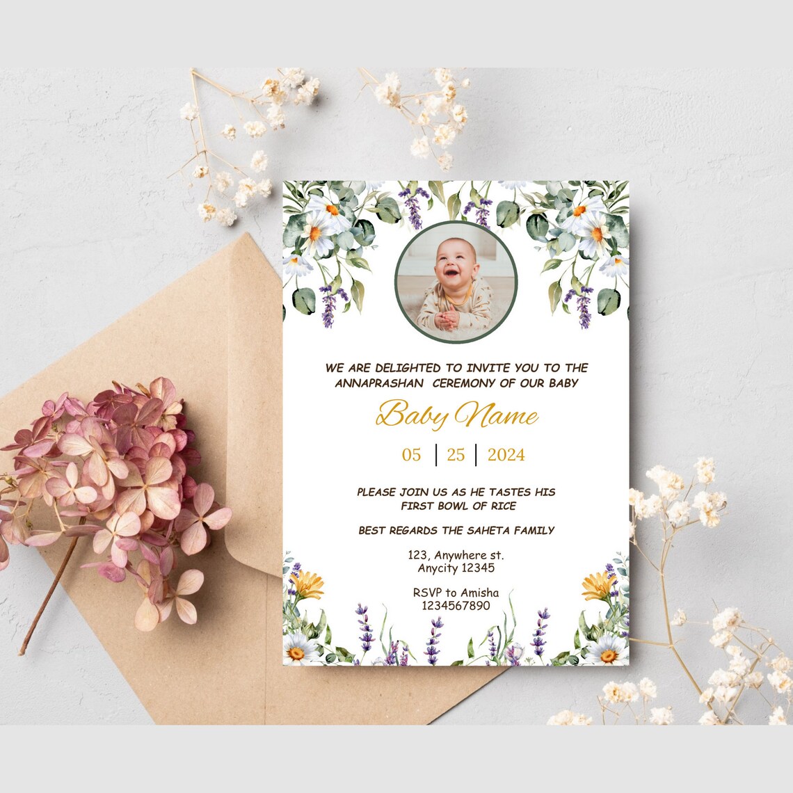 Pasni Invite, Hindu Rice Feeding Invitation , Annaprasan Invitation ...