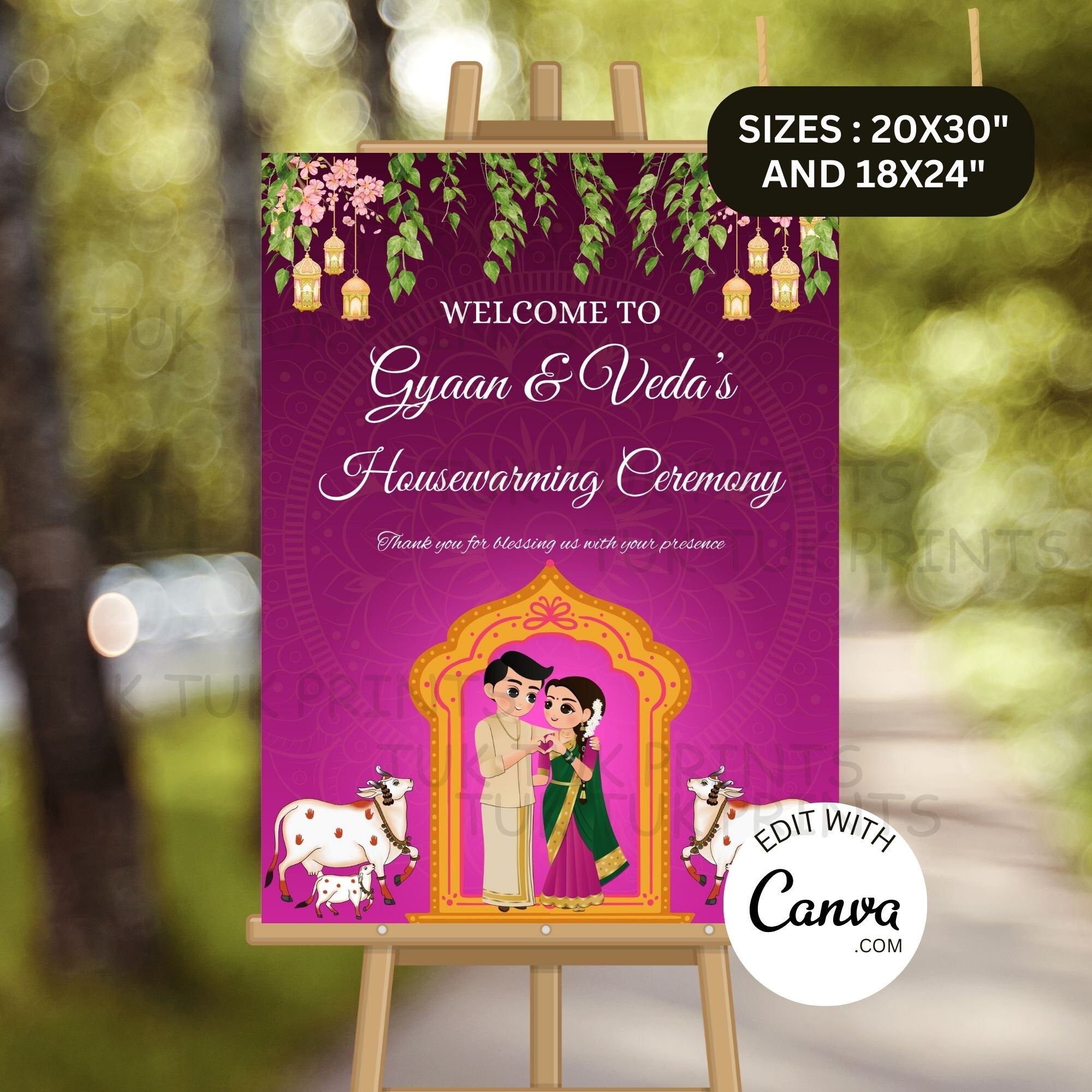Grihapravesham Editable Welome Sign, Indian Housewarming Sign ...
