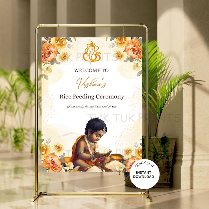 Annaprashana Ceremony Welcome Sign, Rice Feeding Ceremony Welcome Sign ...