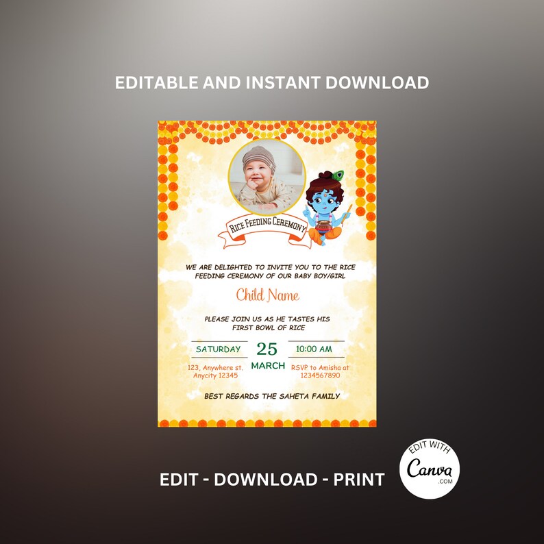 Digital Annaprashan Invite Template, Hindu Rice Feeding Invite, Weaning ...