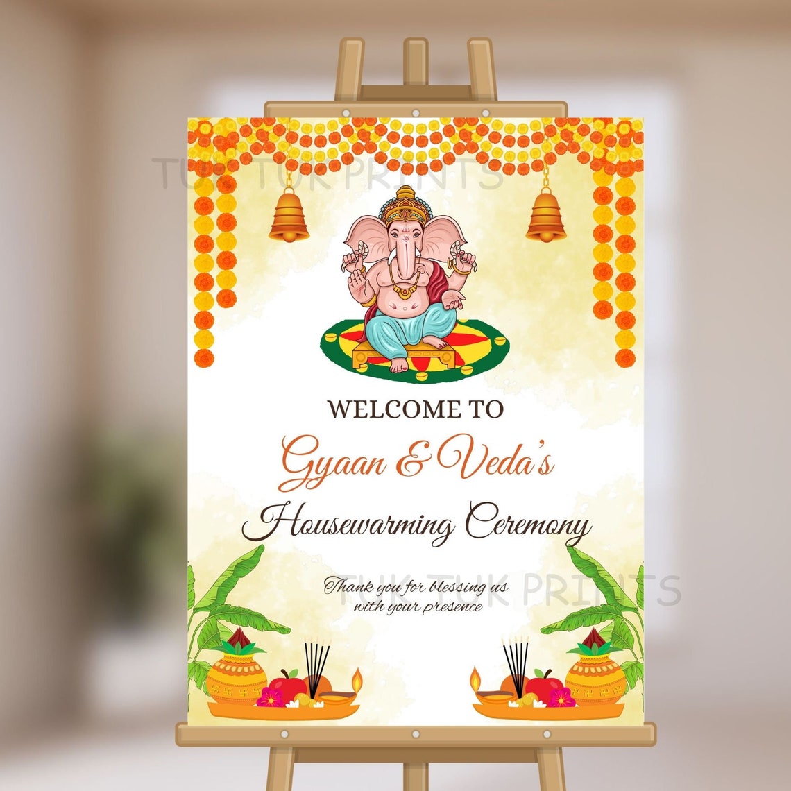 Gruhapravesha Sign, Indian Housewarming Editable Sign, Griha Pravesha ...