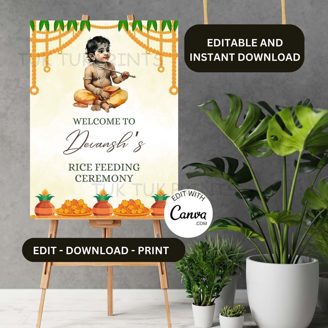 First Rice Feeding Ceremony Editable Welcome Sign , Annaprasan Sign ...