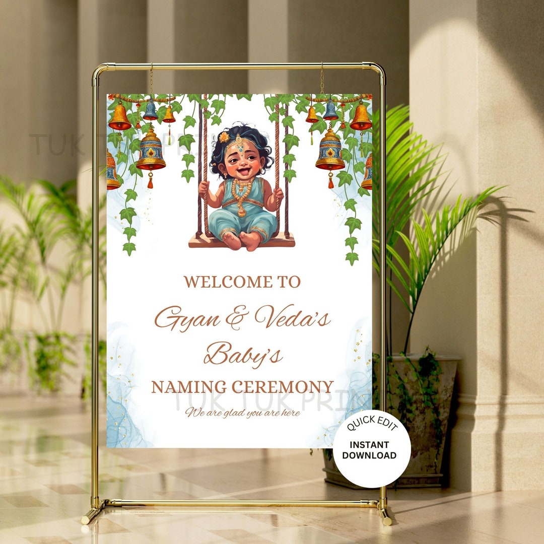 Editable Naming Ceremony Welcome Sign: Indian Cradle Ceremony (digital ...