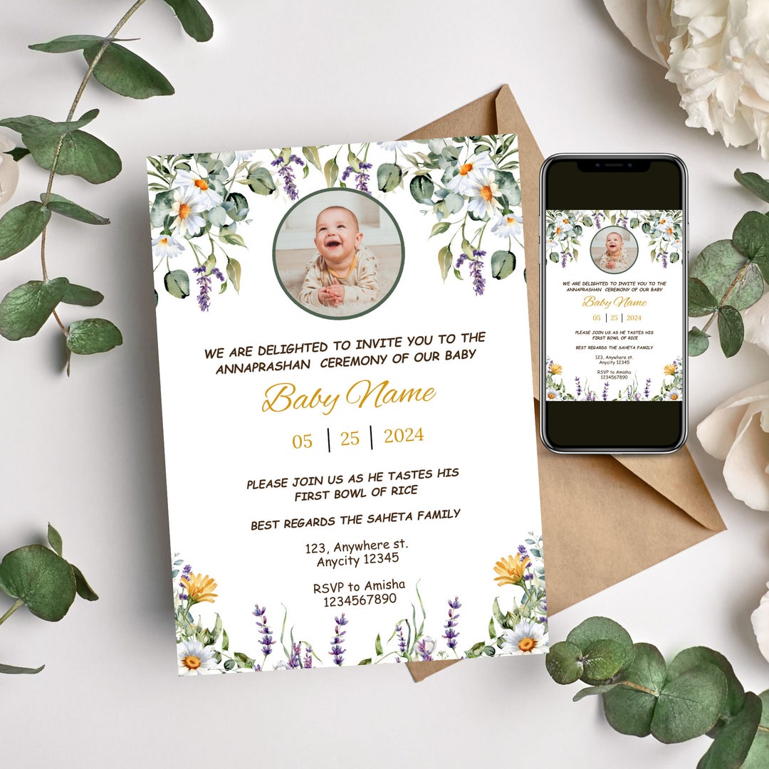 Pasni Invite, Hindu Rice Feeding Invitation , Annaprasan Invitation ...