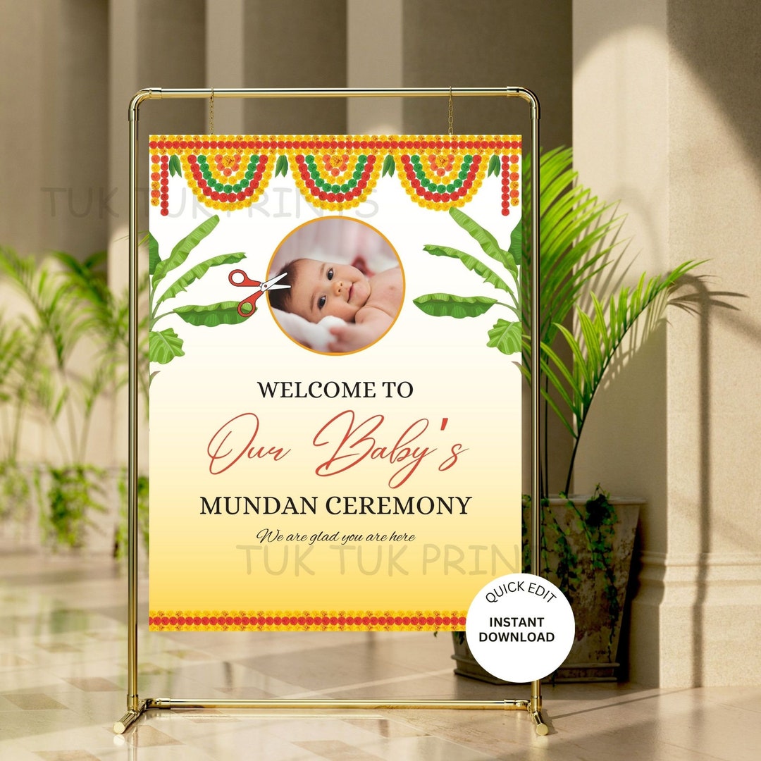 Mundan Ceremony Welcome Sign , Tonsure Ceremony Sign, Hindu Mundan ...