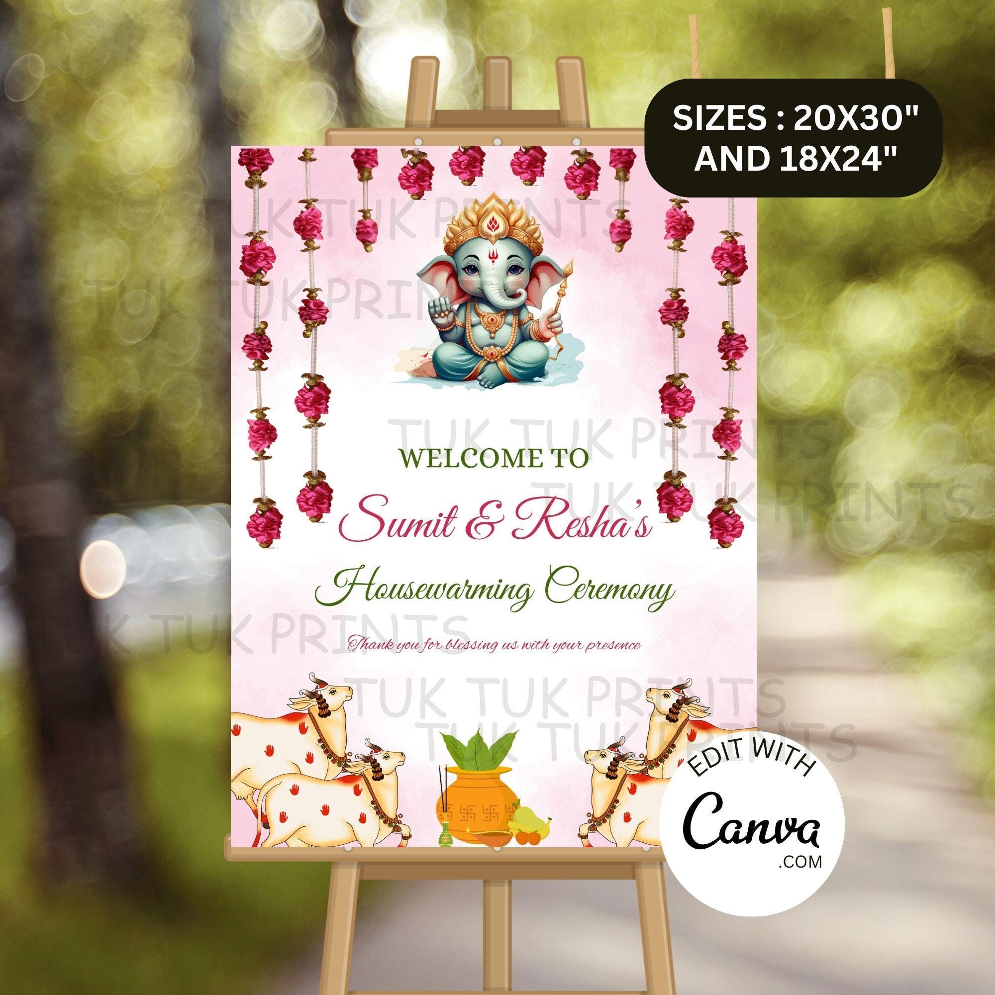 Grihapravesham Editable Welome Sign, Indian Housewarming Sign ...
