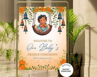 Editable Cradle Ceremony Welcome Sign , Baby Cradle Ceremony Sign, Baby ...