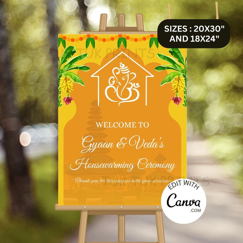 Grihapravesham Editable Welome Sign, Indian Housewarming Sign ...