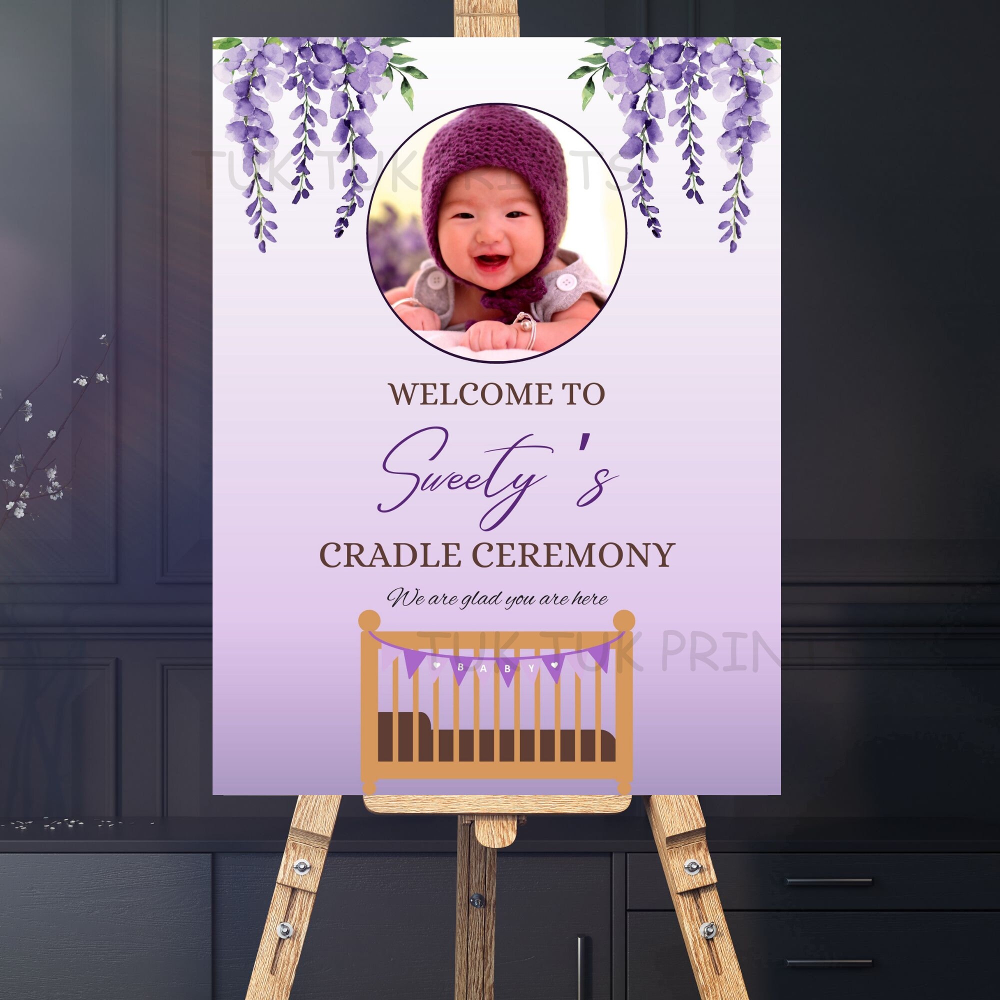 Baby Girl Cradle Ceremony Welcome Sign , Baby Cradle Ceremony Sign ...