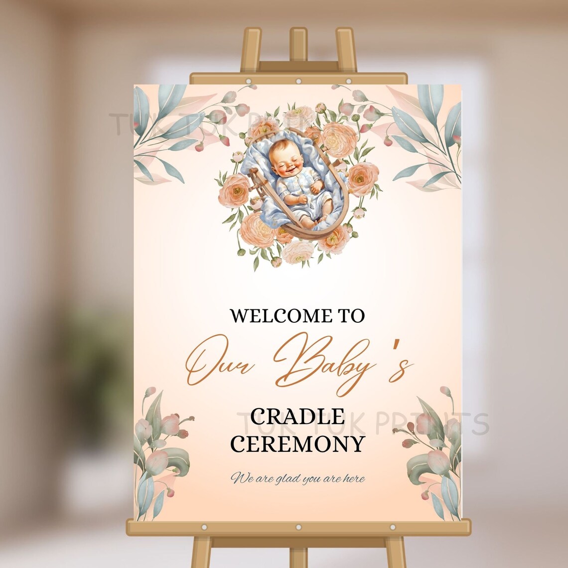 Editable Cradle Ceremony Welcome Sign: Floral Baby Naming (digital ...