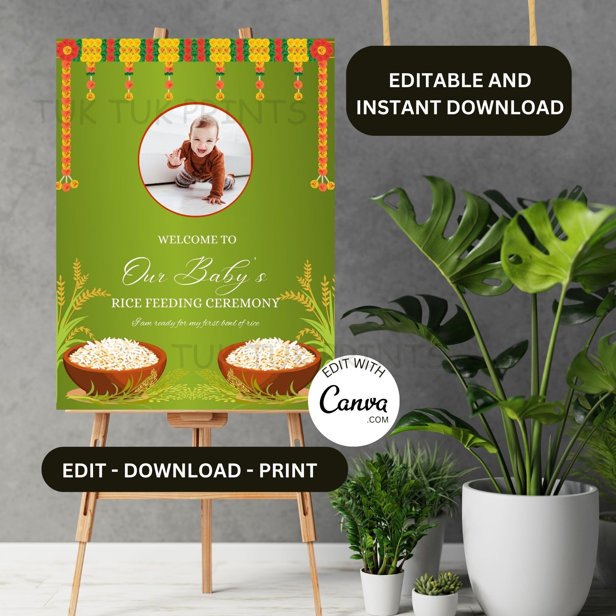 Baby First Rice Feeding Ceremony Editable Welcome Sign , Annaprasan ...