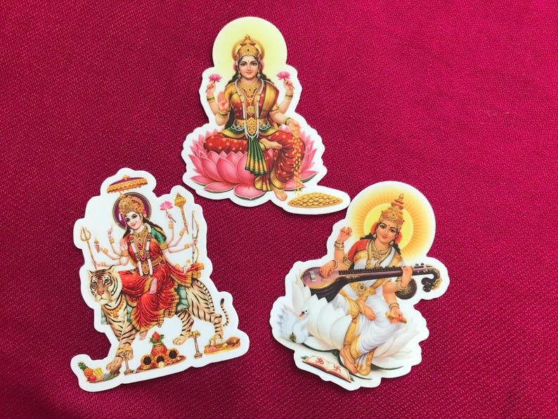 Hindu Goddess Stickers: Durga, Saraswati, Laxmi Vinyl Decals - Etsy
