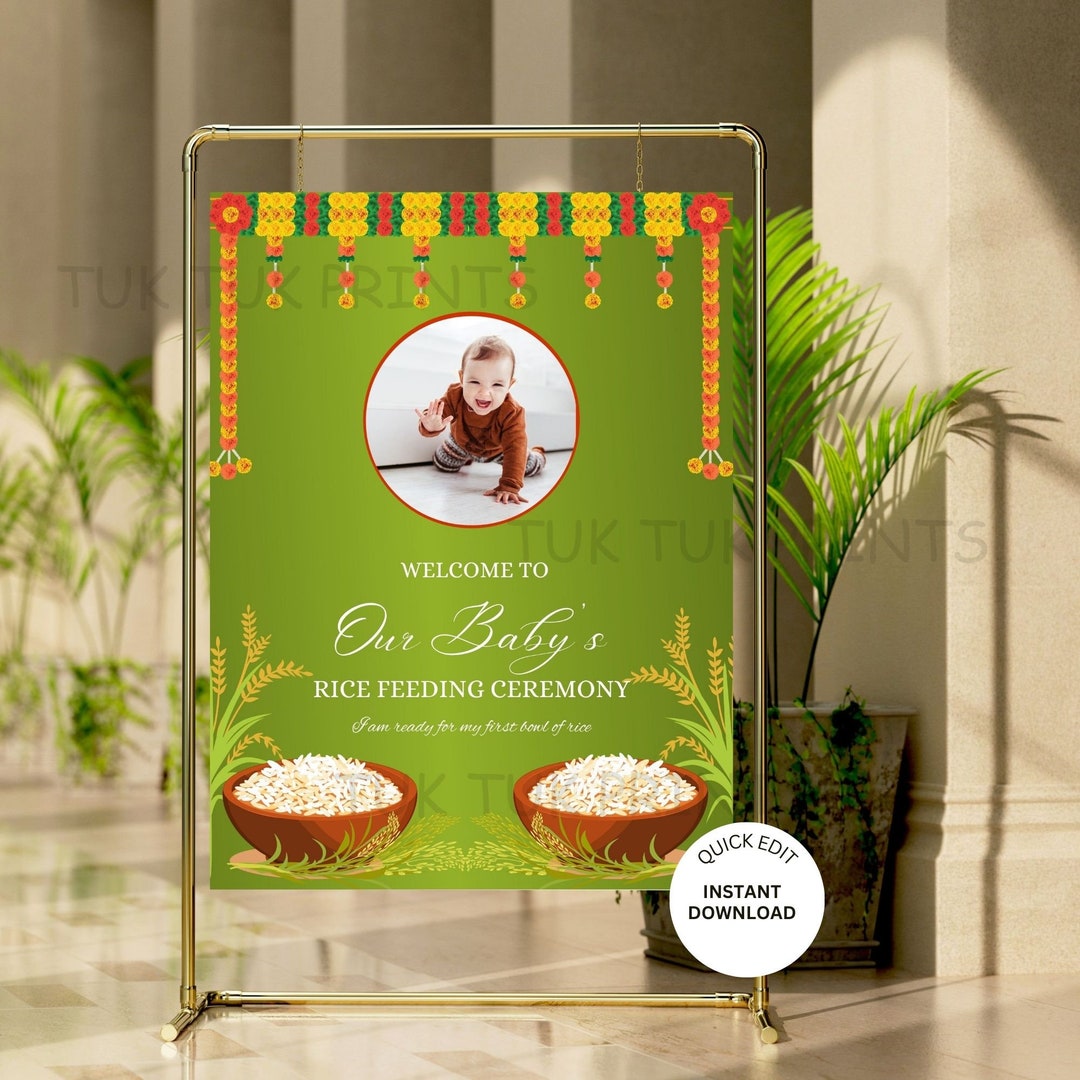 Baby First Rice Feeding Ceremony Editable Welcome Sign , Annaprasan ...