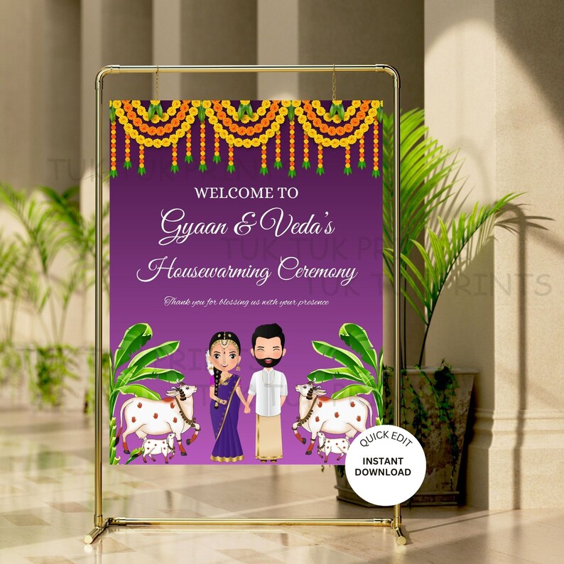 Editable Indian Housewarming Welcome Sign: Ganesh Puja (digital ...
