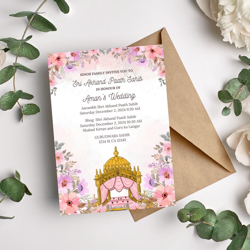 Sri Akhand Paath Invitation, Sikh Invitations, Punjabi Invites, Digital ...