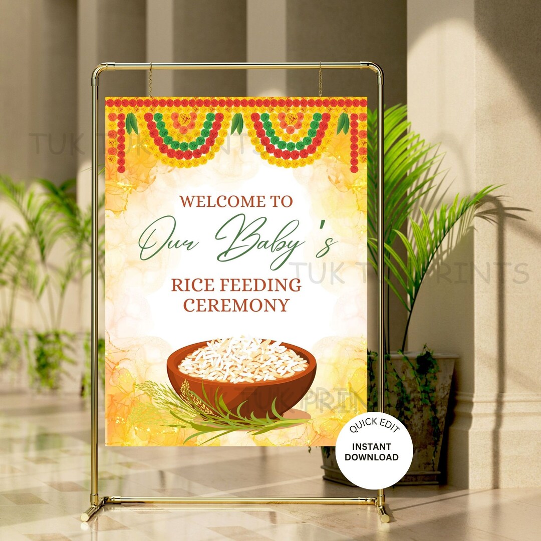 Annaprashana Ceremony Welcome Sign, Rice Feeding Ceremony Welcome Sign ...