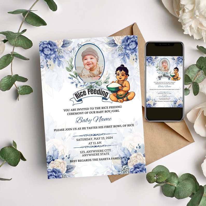 Annaprashana Invitation Template, Hindu Rice Feeding Invite, Weaning ...