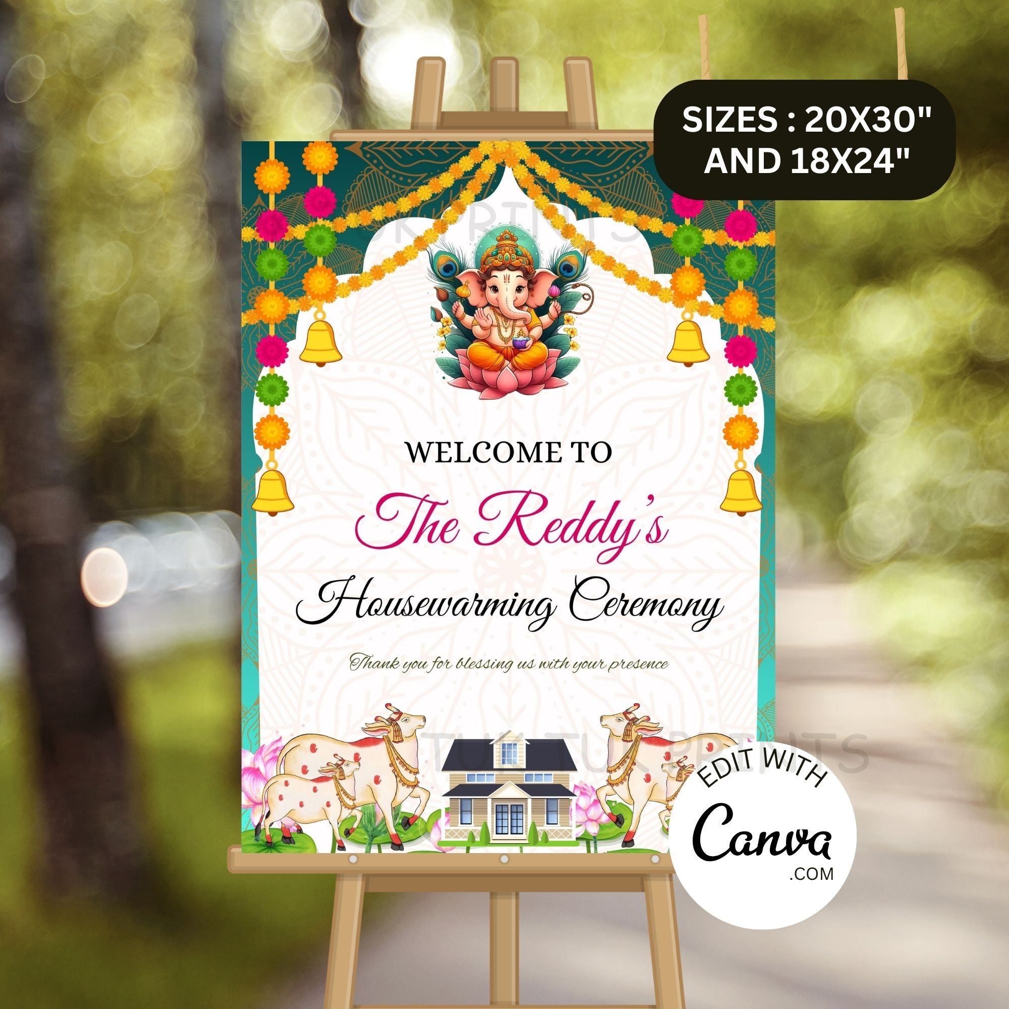 Self Editable Indian Housewarming Sign, Gruhapravesham Sign, Griha ...