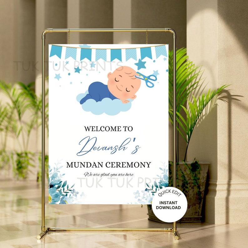 Editable Mundan Ceremony Welcome Sign: Hindu Tonsure (digital Download ...
