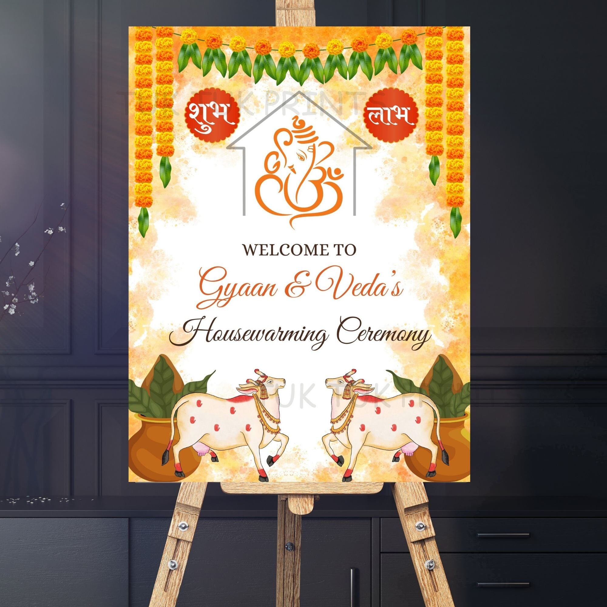 Gruhapravesha Sign, Indian Housewarming Editable Sign, Griha Pravesha ...