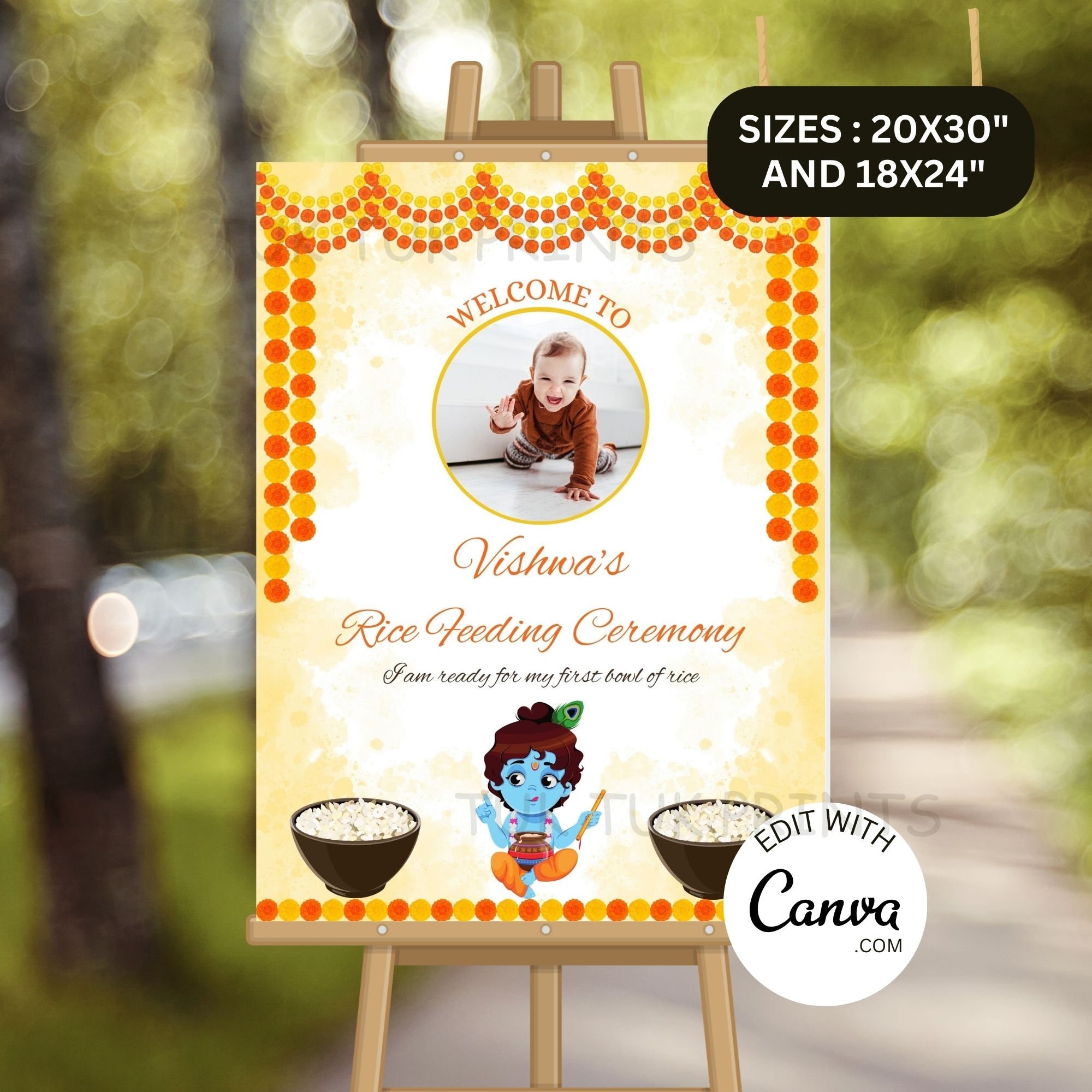 Annaprashana Ceremony Welcome Sign, Rice Feeding Ceremony Welcome Sign ...