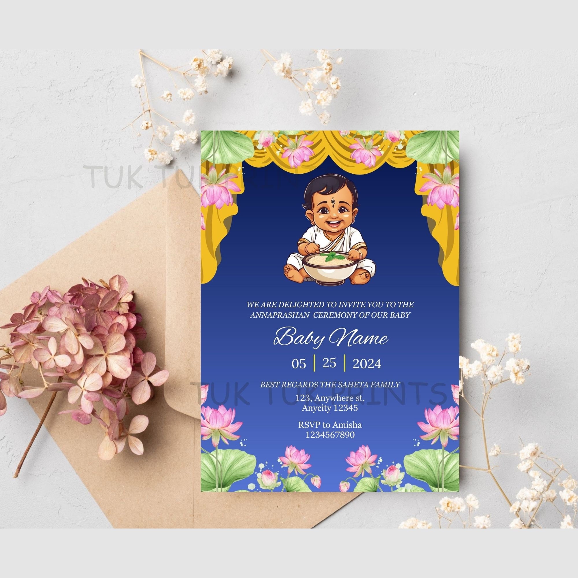 Rice Feeding Ceremony Digital Invitation Card , Annaprasan Invitation ...