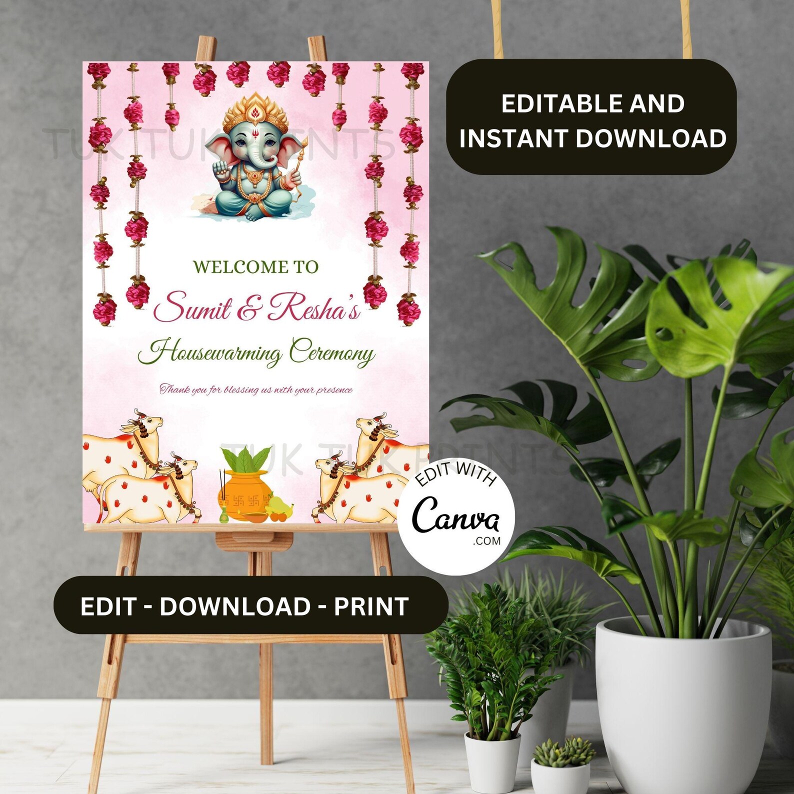 Grihapravesham Editable Welome Sign, Indian Housewarming Sign ...