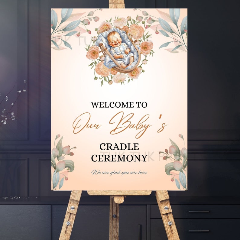 Editable Cradle Ceremony Welcome Sign: Floral Baby Naming (digital ...