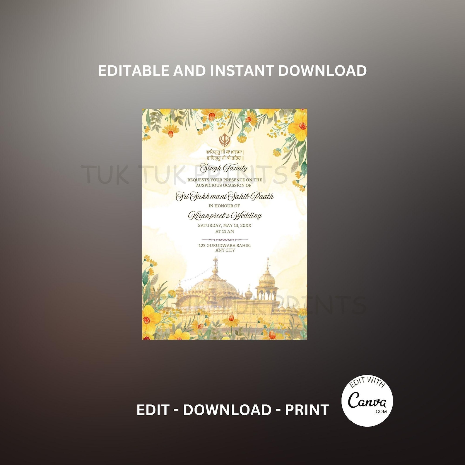 Sukhmani Sahib Path Invitation Card, Sikh Wedding Invitation, Akhand ...