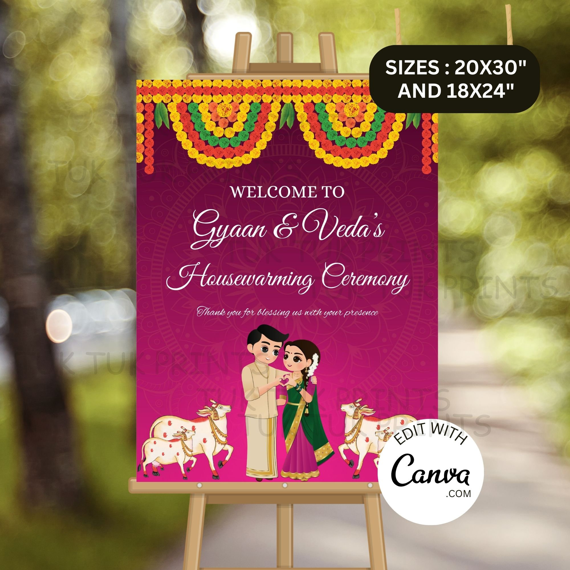 Grihapravesham Editable Welome Sign, Indian Housewarming Sign ...