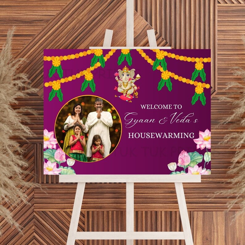 Indian Housewarming Welcome Sign: Editable Griha Pravesha (digital ...