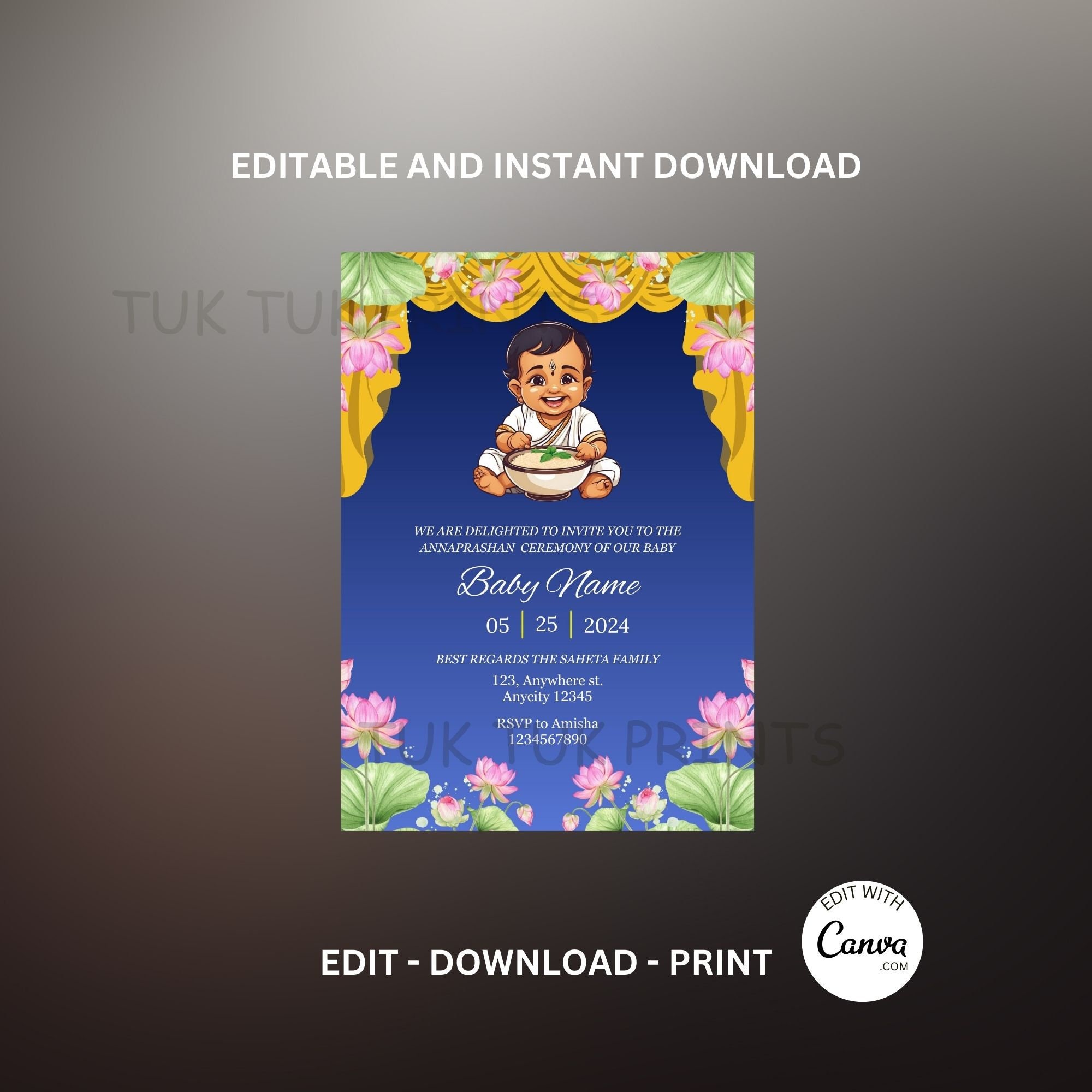 Rice Feeding Ceremony Digital Invitation Card , Annaprasan Invitation ...