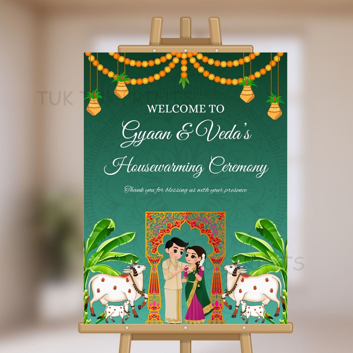 Grihapravesham Welome Sign, Indian Housewarming Editable Sign ...