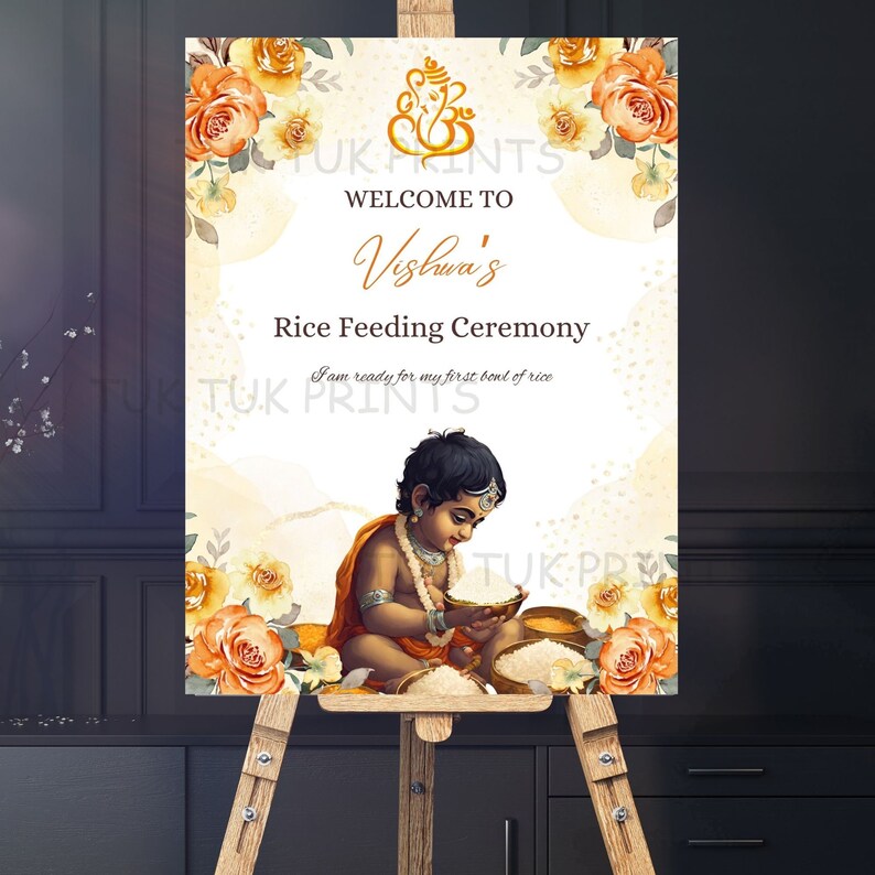Annaprashana Ceremony Welcome Sign, Rice Feeding Ceremony Welcome Sign ...